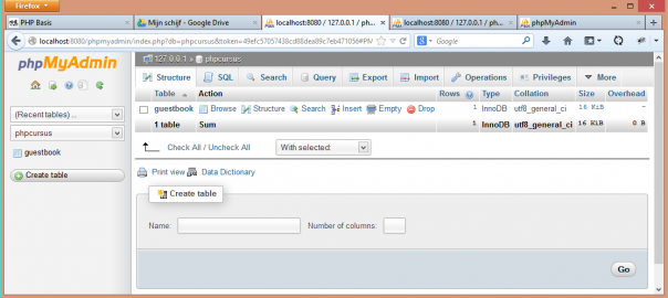 PHPMyAdmin-database-overview - PHP Basiscursus